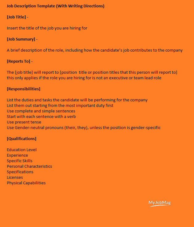 Job Description Samples 2020 | MyJobMag